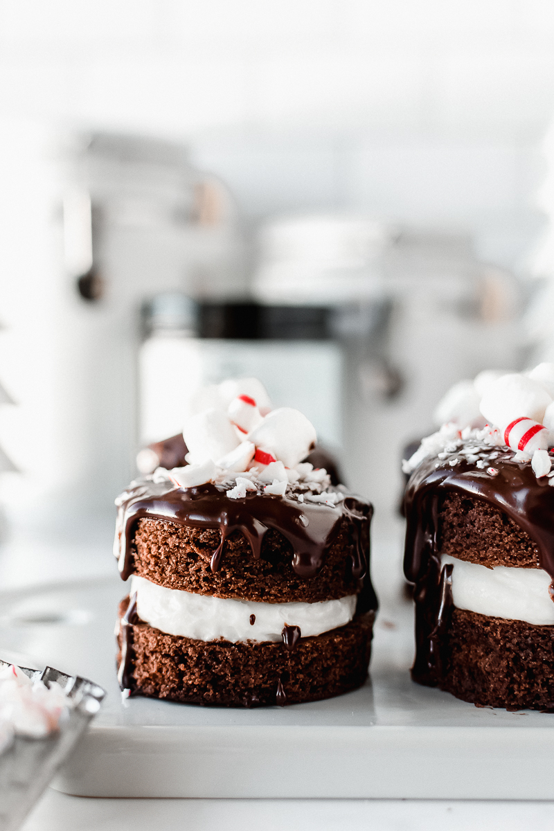 Mini Peppermint Hot Cocoa Cakes - Buckets of Yum