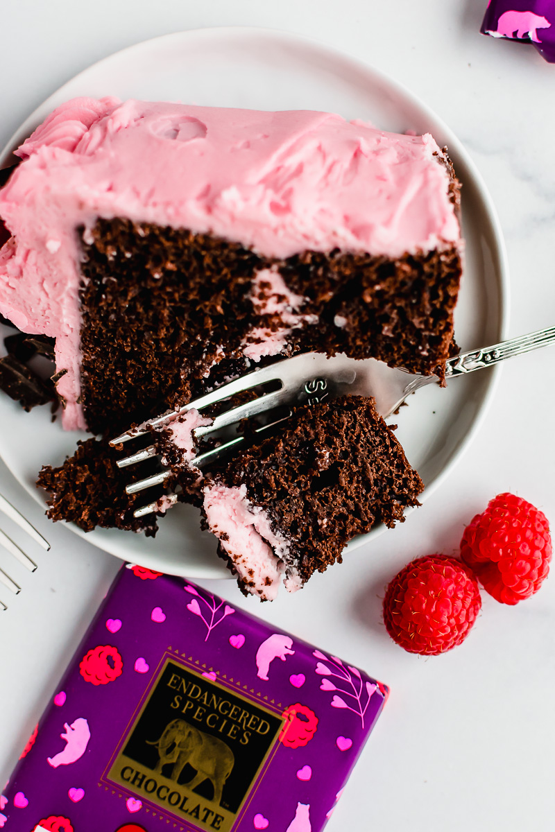 Raspberry Chocolate Layer Cake for Two - Buckets of Yum